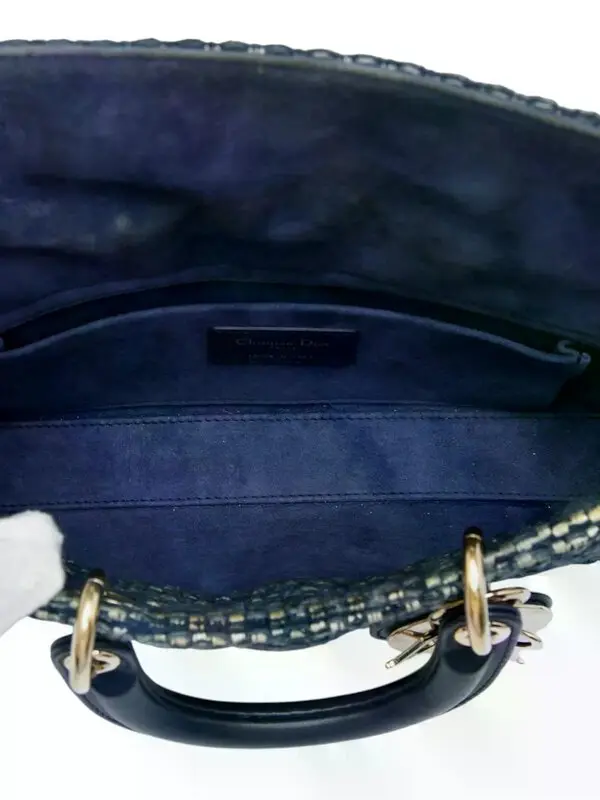 Dior 2022 Medium Tweed Cannage Lady D Joy Satchel