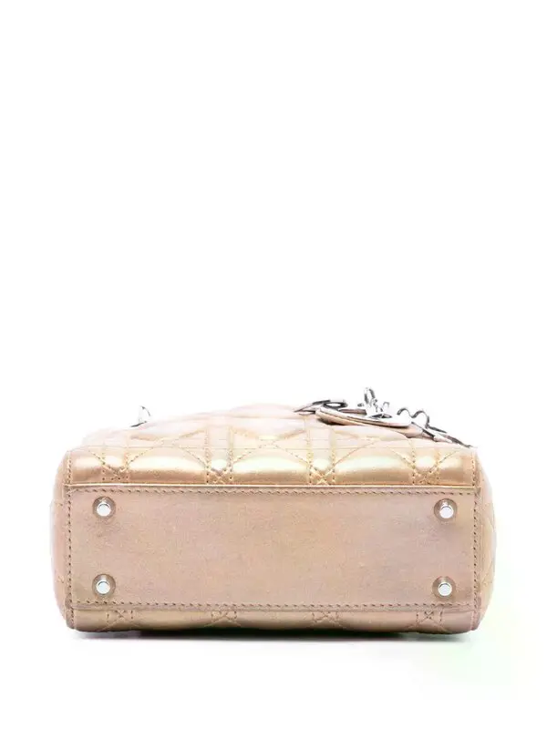 Dior 2015 Mini Iridescent Lambskin Cannage Lady Satchel