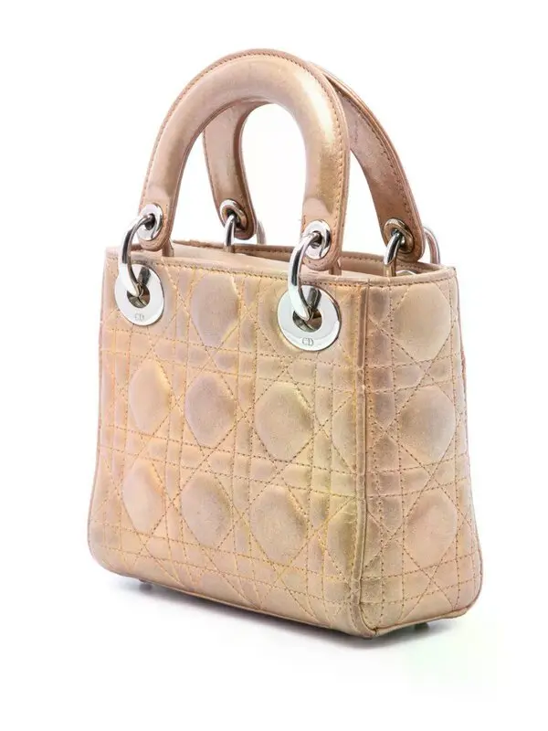 Dior 2015 Mini Iridescent Lambskin Cannage Lady Satchel