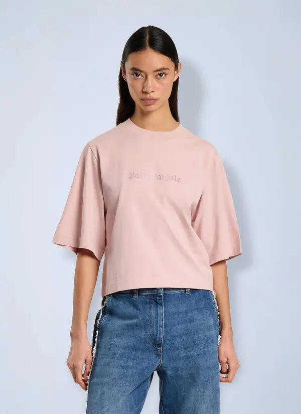 Palm Angels Rhinestone Boxy Tee - Pink