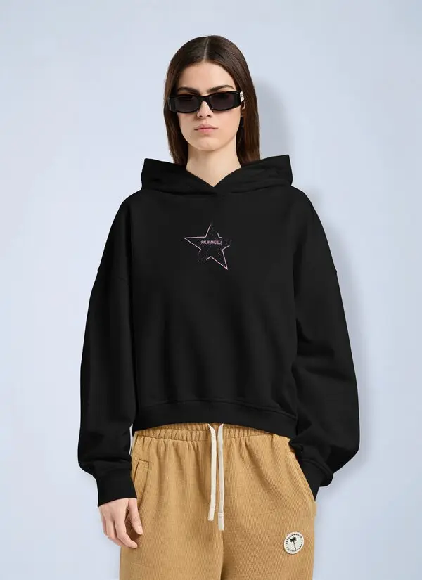 Palm Angels Icon Palm Loose Hoodie - Black