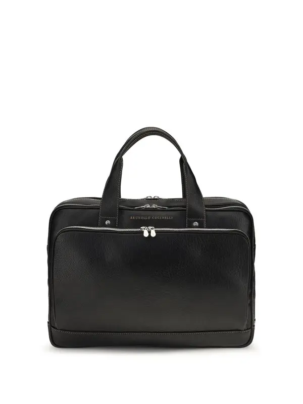 Brunello Cucinelli Grained Calfskin Zip-top Handbag - Black