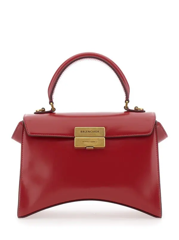 Balenciaga Hg Aven Top Handle Medium Bag In Shiny Box Calf Leather - Red
