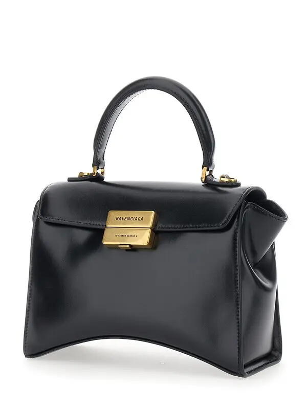 Balenciaga Hg Aven Top Handle Small Bag In Shiny Box Calf