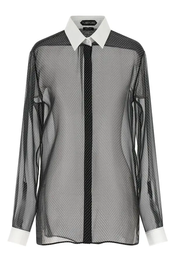 TOM FORD Diamond Chiffon Blouse - White/black