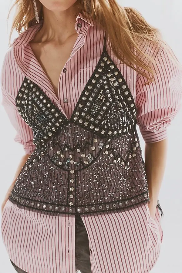 Free People Highway Asymmetric Sequin Tank - Black