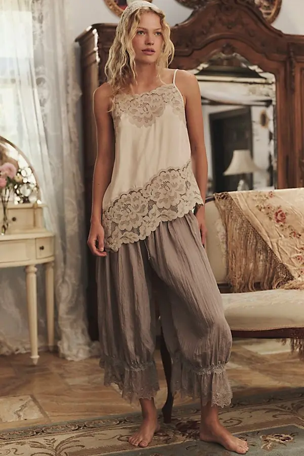 Free People Sweet Heirloom Asymmetric Cami - Ivory Combo
