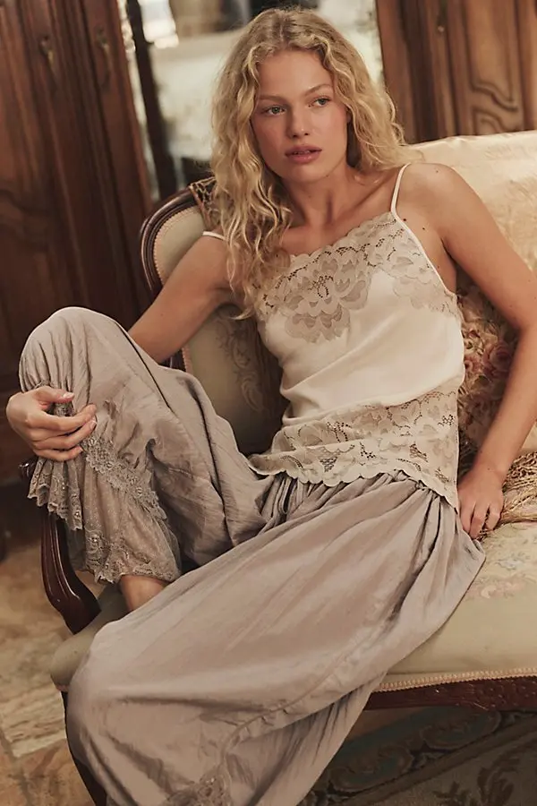 Free People Sweet Heirloom Asymmetric Cami - Ivory Combo