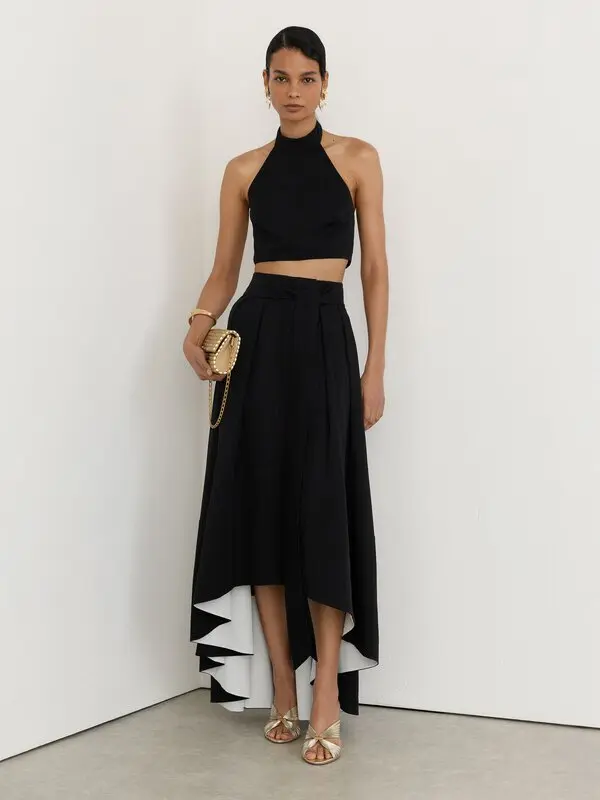 REISS Otto Halterneck Cropped Top