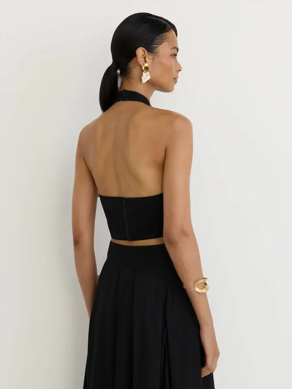 REISS Otto Halterneck Cropped Top