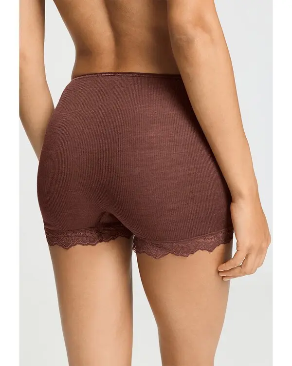 Hanro Merino Wool & Silk Lace Trim Pajama Shorts