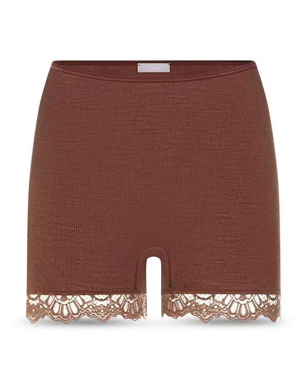 Hanro Merino Wool & Silk Lace Trim Pajama Shorts