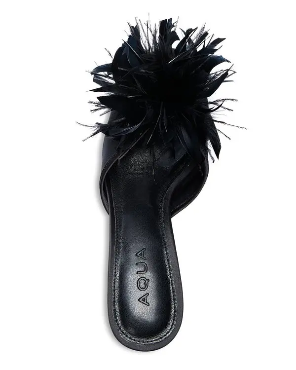 Aqua Fifi Feather Stiletto Sandals Exclusive - Black Multi