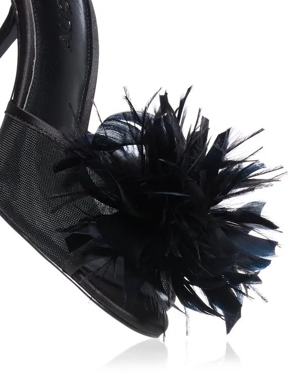 Aqua Fifi Feather Stiletto Sandals Exclusive - Black Multi