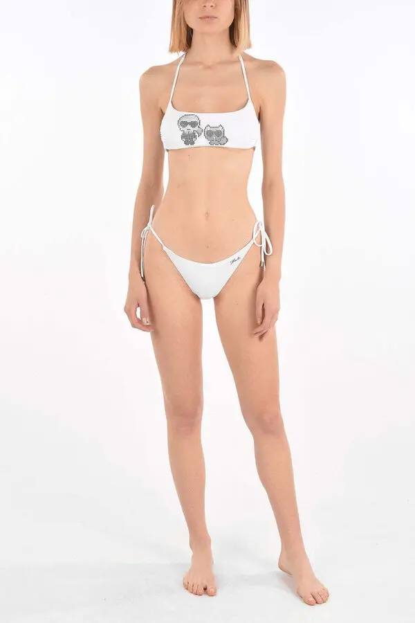 Karl Lagerfeld Studded Bandeau Bikini Top