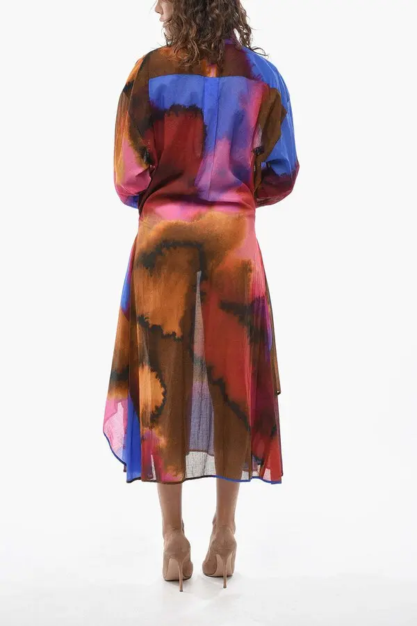 Dries Van Noten Flared Tie-dye Shirt Dress