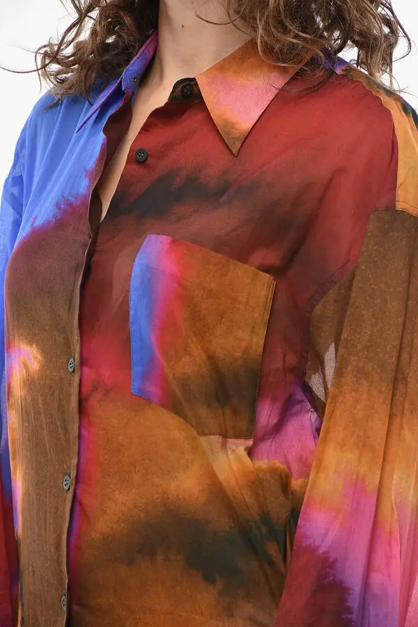 Dries Van Noten Flared Tie-dye Shirt Dress
