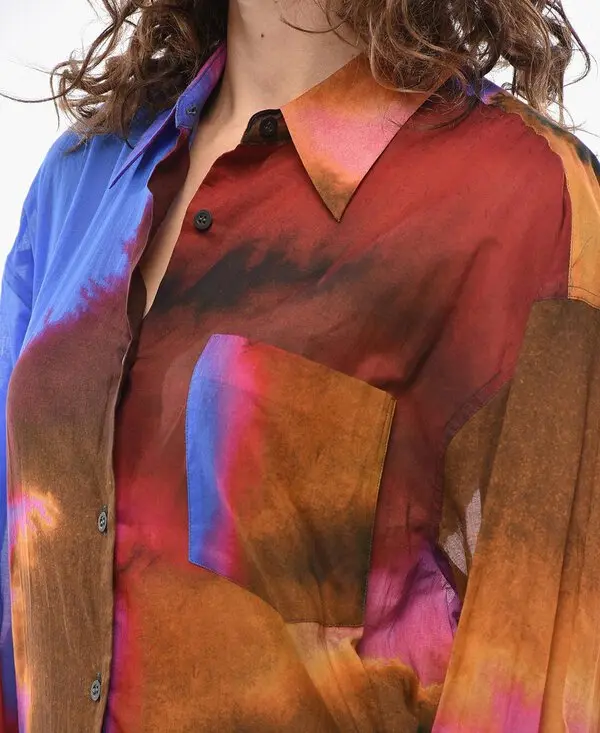 Dries Van Noten Flared Tie-dye Shirt Dress