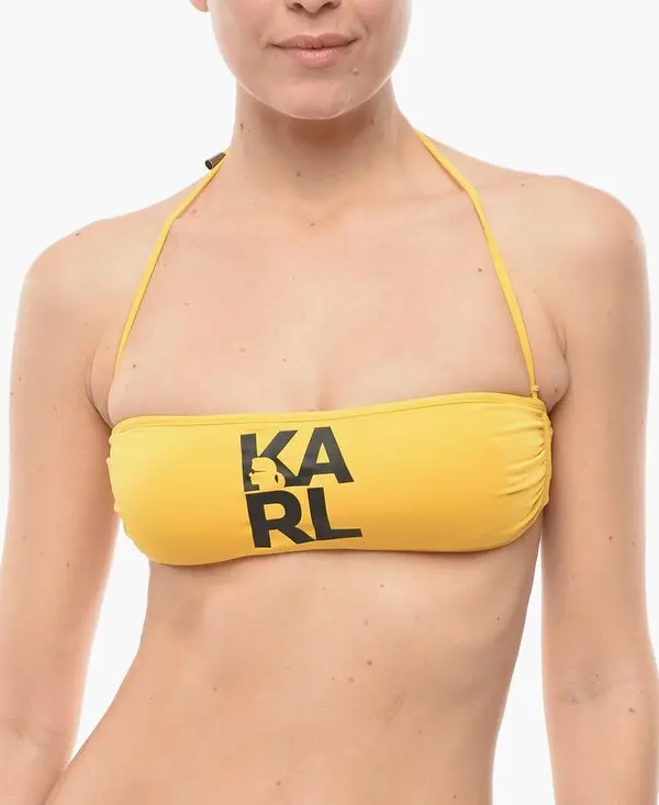 Karl Lagerfeld Logo-print Bandeau Bikini Top