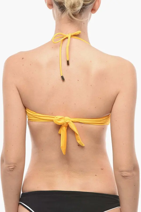 Karl Lagerfeld Logo Print Bandeau Bikini Top