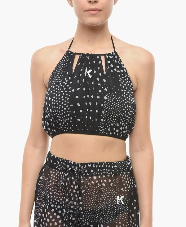 Karl Lagerfeld Logo-print Halterneck Top