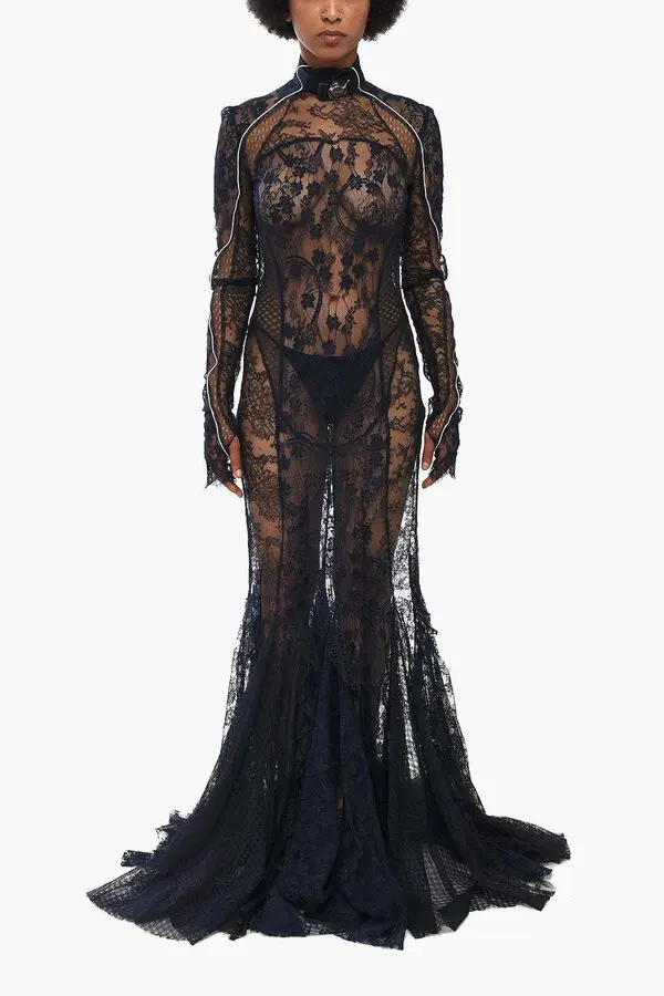 Off-White Flower Wheel Long Dress - Blue