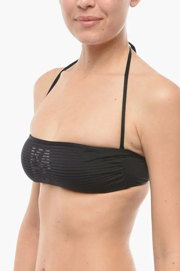 Karl Lagerfeld Striped Bandeau Bikini Top