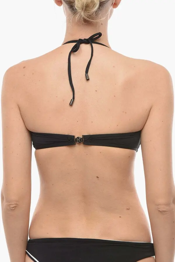 Karl Lagerfeld Striped Bandeau Bikini Top