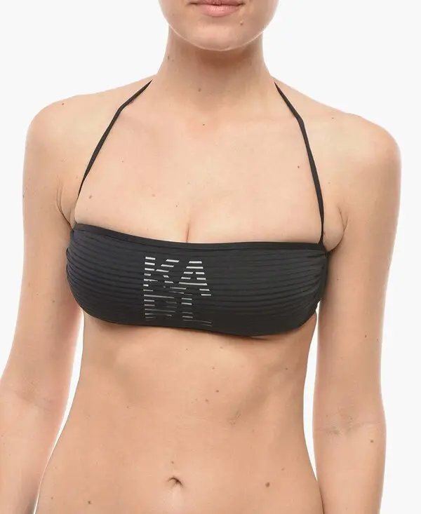 Karl Lagerfeld Striped Bandeau Bikini Top