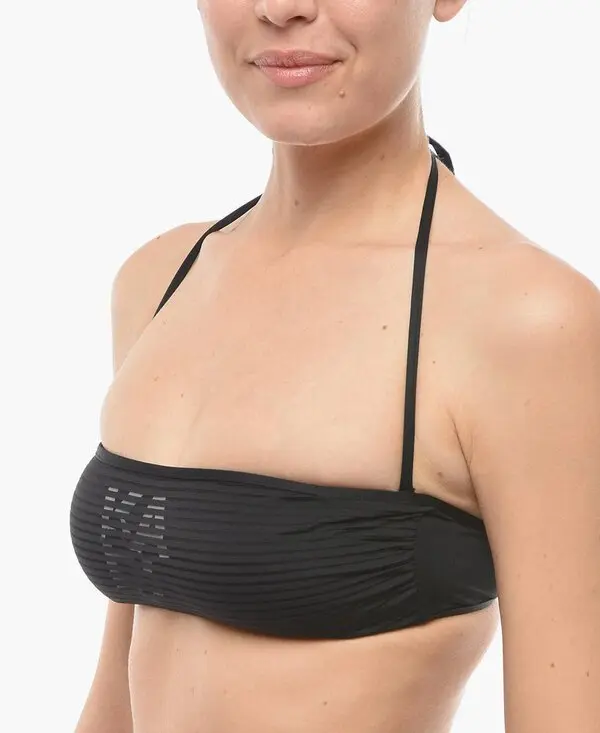 Karl Lagerfeld Striped Bandeau Bikini Top