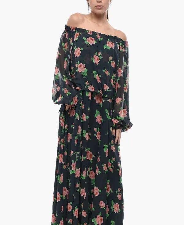 ROTATE BY BIRGER CHRISTENSEN Long Floral-print Dress