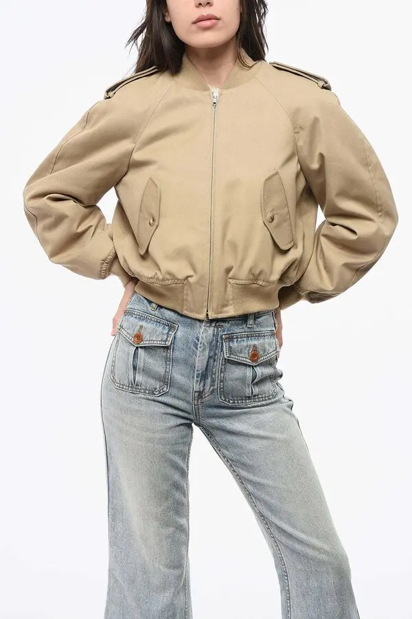 Moschino Cropped Two-pocket Bomber Jacket - Beige
