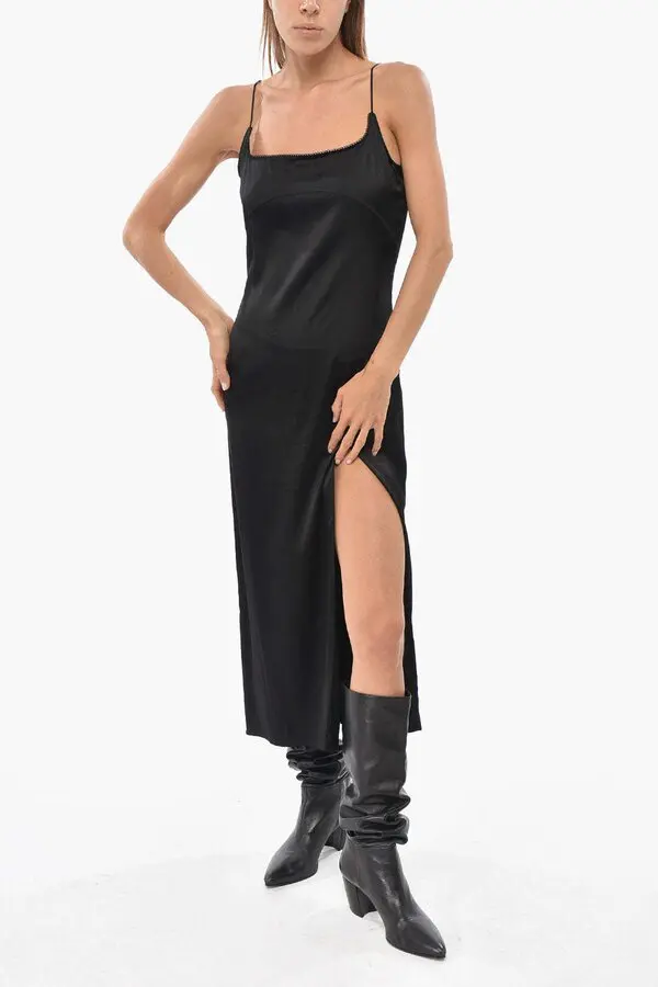 Jacquemus Slip Dress With Logo Detail - Black