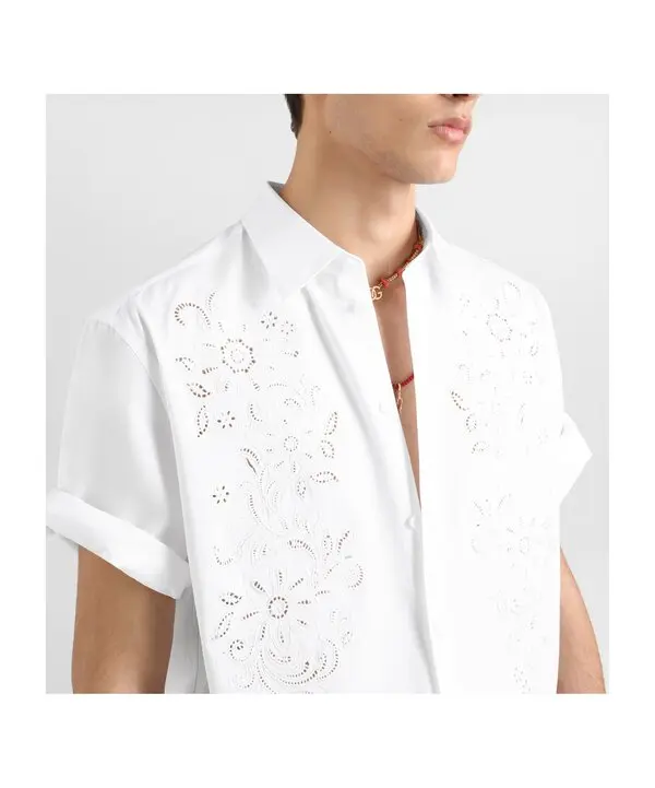 Dolce & Gabbana Hawaii Poplin Shirt With Cutwork