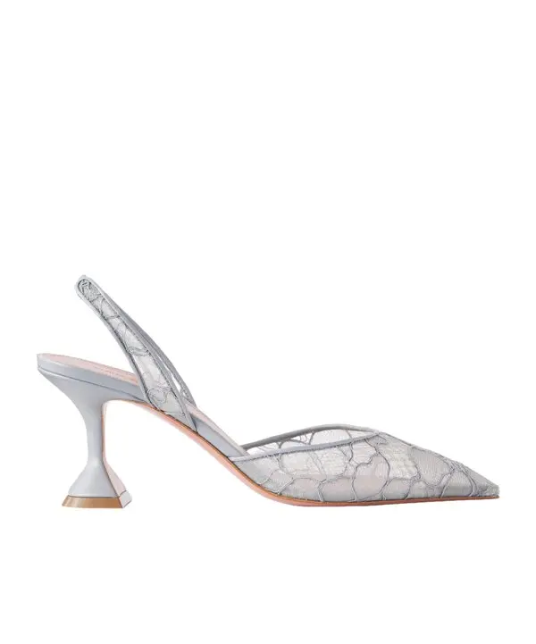 Amina Muaddi Flower Lace High Heels - Gray