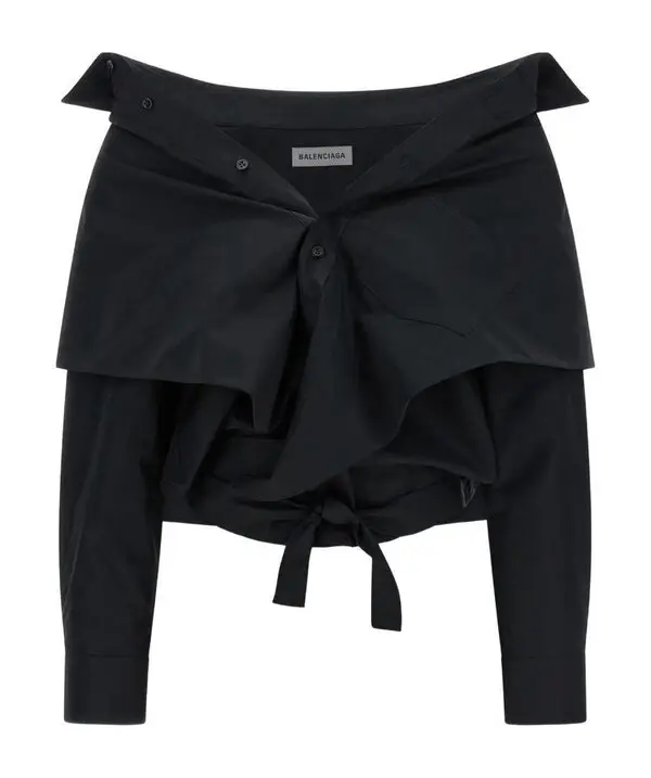 Balenciaga Off-the-shoulder Cropped Shirt