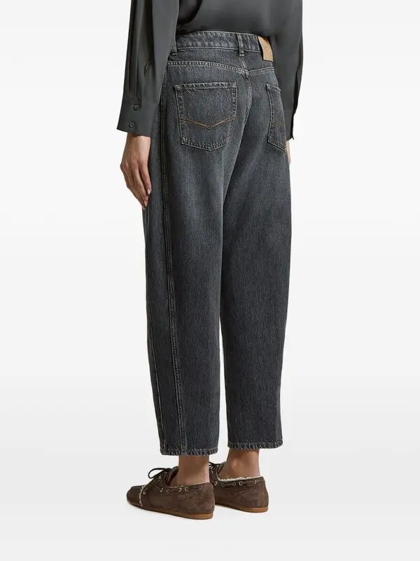 Peserico Faded-effect Barrel-leg Jeans