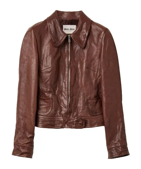 Miu Miu Leather Blouson Jacket - Red