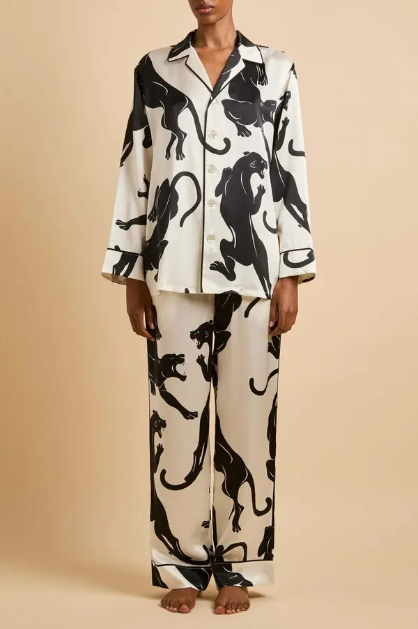 Olivia Von Halle Yves Blanchet Panther Pajamas