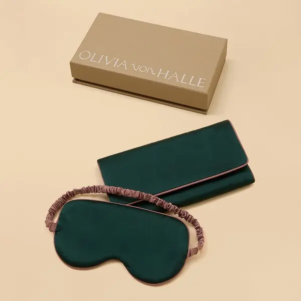 Olivia Von Halle Audrey Clover Eye Mask - Green