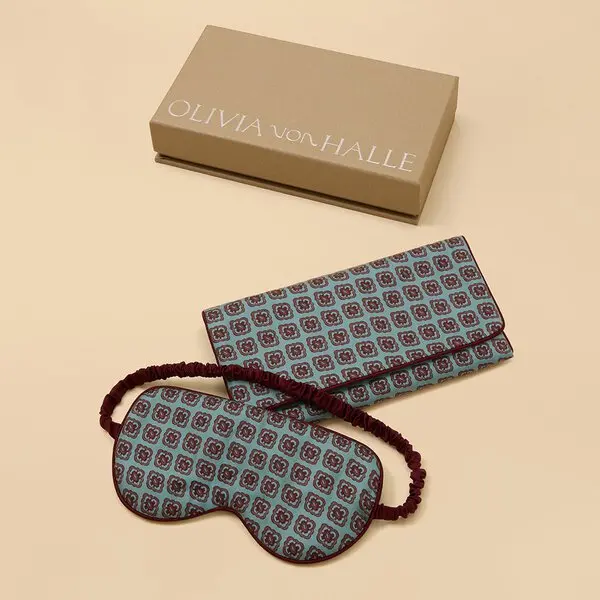 Olivia Von Halle Audrey Lazuli Geometric Eye Mask - Blue
