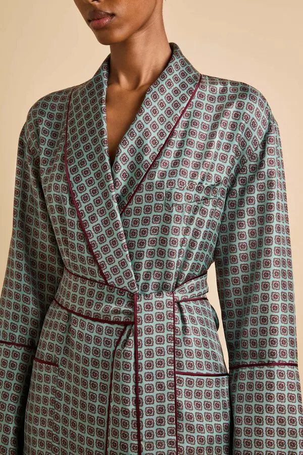 Olivia Von Halle Capability Lazuli Geometric Robe