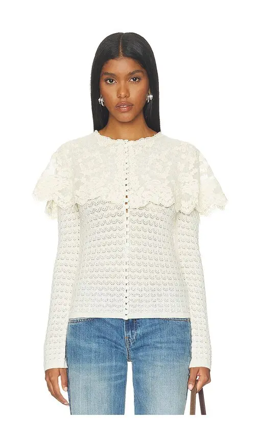 Sea Chandra Lace Cape Cardigan - Cream
