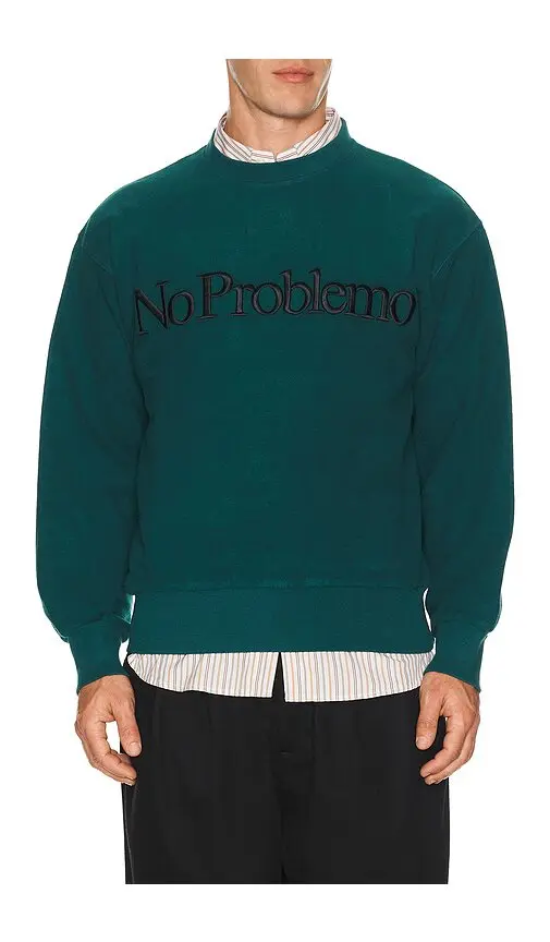 NO PROBLEMO Reverse Fleece Sweatshirt In Blue