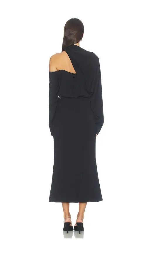 Oddmuse Draped One Shoulder Midi Dress