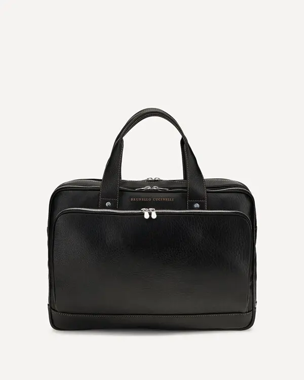 Brunello Cucinelli Grained Calfskin Zip-top Handbag - Black