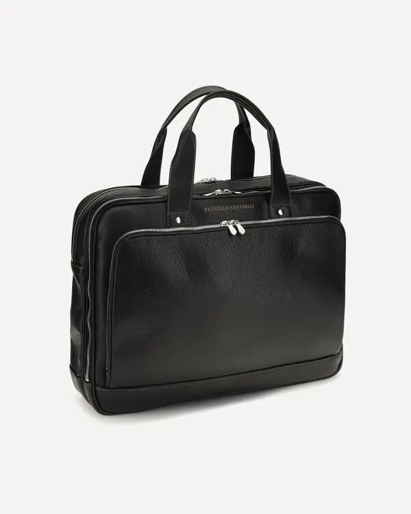 Brunello Cucinelli Grained Calfskin Zip-top Handbag