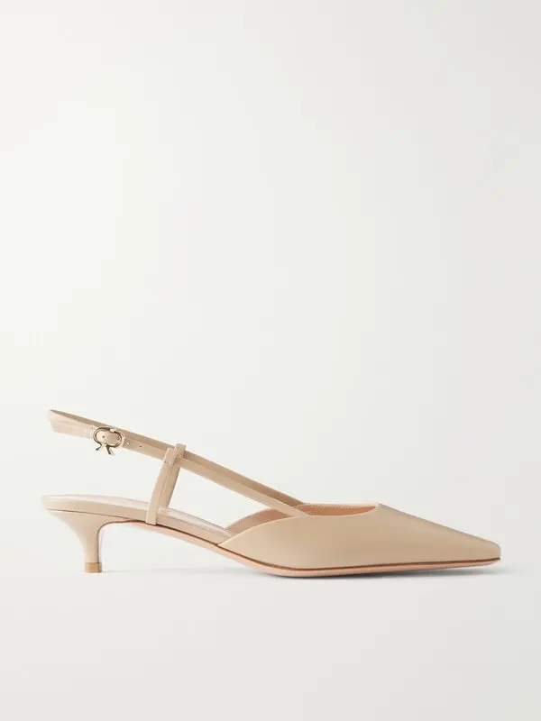 GIANVITO ROSSI 35 Leather Slingback Pumps - Neutrals