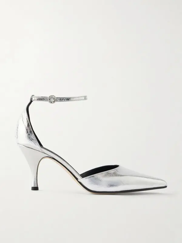 AeydĒ Cassandra 80 Textured-leather Pumps - Silver