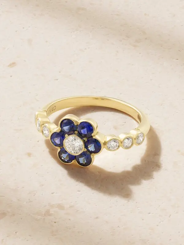 ANITA KO Flora 18-karat Gold, Diamond And Sapphire Ring - Blue